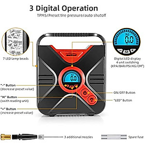 WindGallop Digital Car Tire Inflator Portable Air Compressor for Car Tires 12v Car Air Pump Tire Pump with Pressure Gauge LED Light Valve Adaptors for Bike Automobiles Basketball Pool Toys (Red)