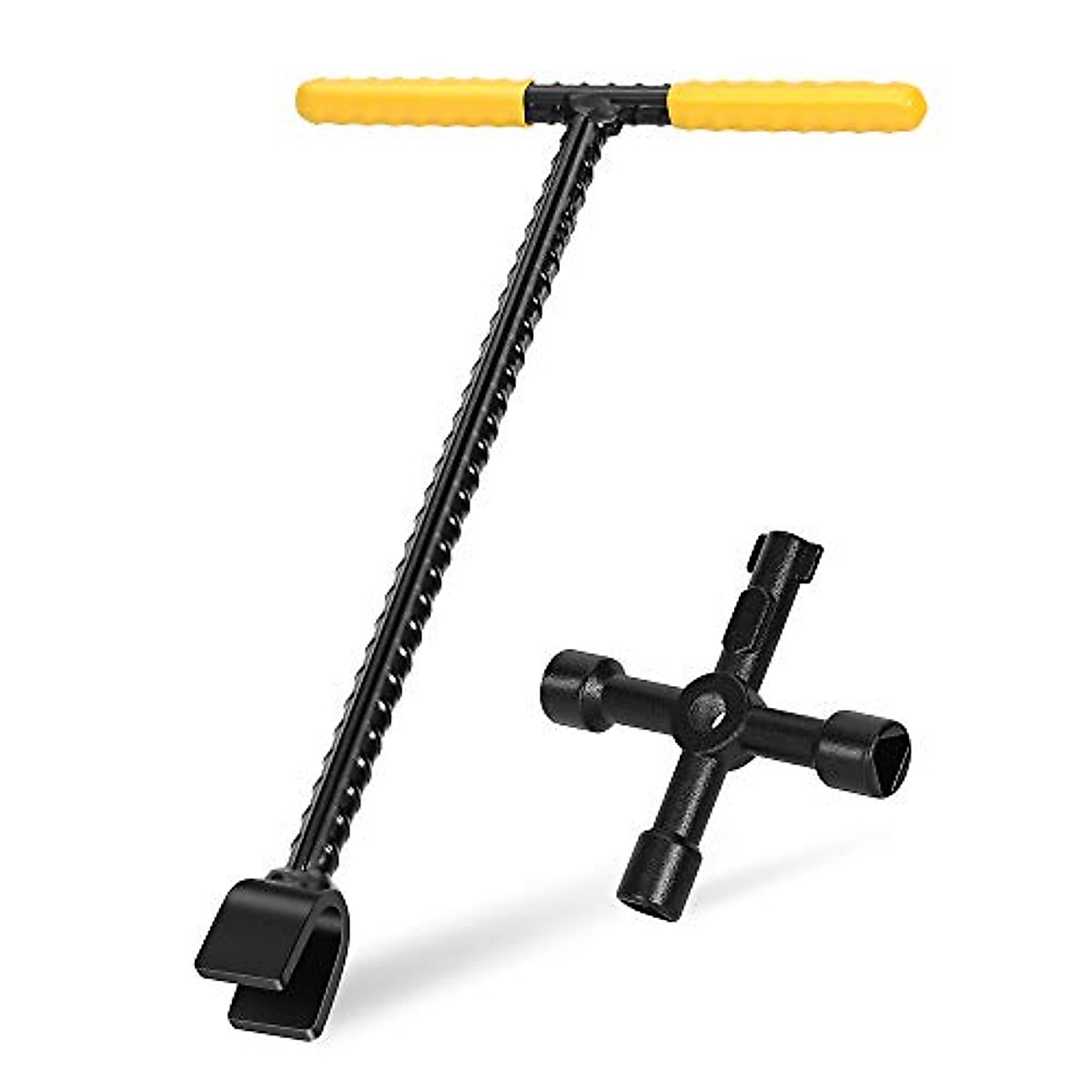 LOSTRONAUT Water Meter Key 12 Inch - Contractor Grade Enforced Steel T-Handle - Curb Valve Key Wrench Tool for Curb Main Water Shutoff Valve | Comes with 4-way Multi-Functional Utility Key