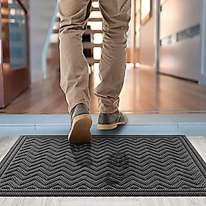 Mibao Welcome Mats Outdoor - Entryway Mat - Door Mats Outdoor, Outdoor Rubber Mats, Doormat Outdoor Indoor Entrance, Large Front Door Mat, Skid Resistant Durable, 24" x 36", Gray