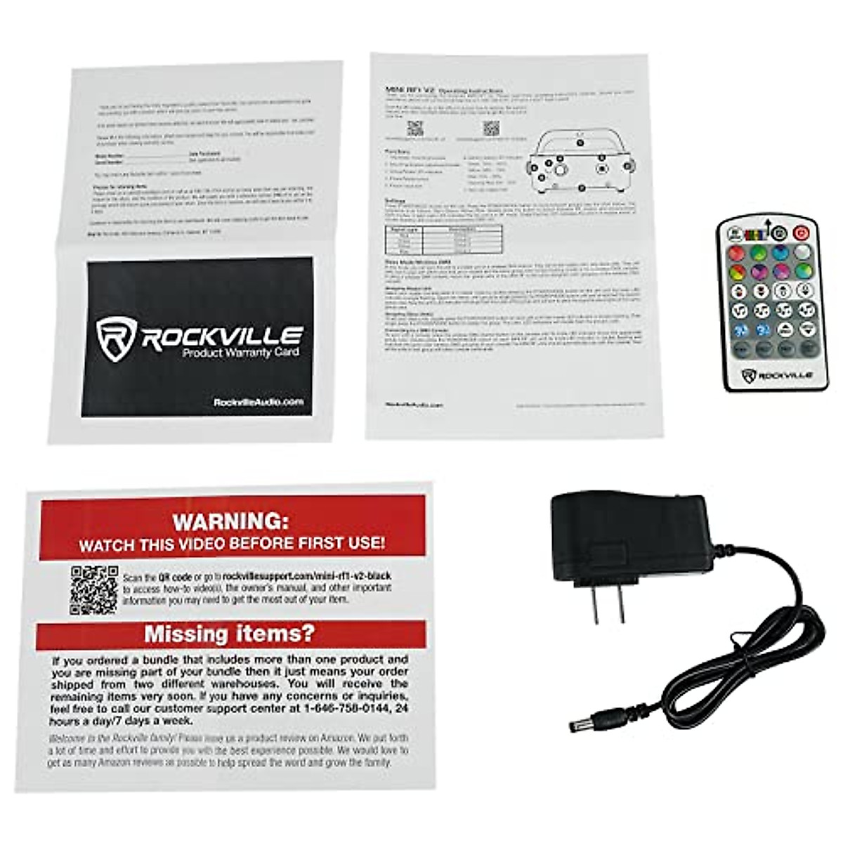 Rockville Mini RF1 V2 Black Recharegable Wash Light, RGBWA+UV, 12 Watts,| 4-Channel RF with Incldued Remote, 15 Hours Battery Life, Perfect for Parties, DJs, Events