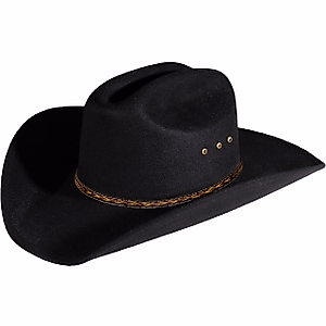 Enimay Western Cowboy & Cowgirl Hat Pinch Front Wide Brim Style (Small | Medium, Faux Felt Black)