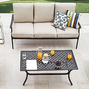 PatioFestival Patio Conversation Set 4Pcs Cushioned Outdoor Furniture Sets with All Weather Galvanized Steel Frame (Beige)