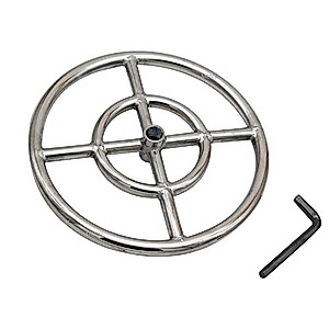 MENSI 12" Stainless Steel Double Fire Ring Burner for Gas Fire Pit 92,000 BTU
