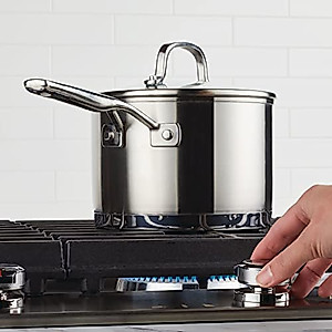 KitchenAid 3-Ply Base Brushed Stainless Steel Sauce Pan/Saucepan with Lid, 3 Quart