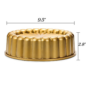 Goaste 9.5 Inch Charlotte Cake Pan, Reusable Mold Fluted Cake Pan, Nonstick Aluminium Cake Mold with Flower Shape for Cheese Cake, Chocolate Cake, Strawberry Shortcake, Brownie Tart Pie