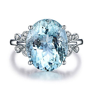 Meolin Rhinestone Butterfly Ring Natural Topaz Stone Crystal Engagement Ring Charm Gemstone Ring Women Jewelry, Sea Blue,Size 8