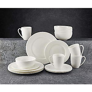 Mikasa Indira Chip Resistant 16-Piece Dinnerware Set, Service For 4, White