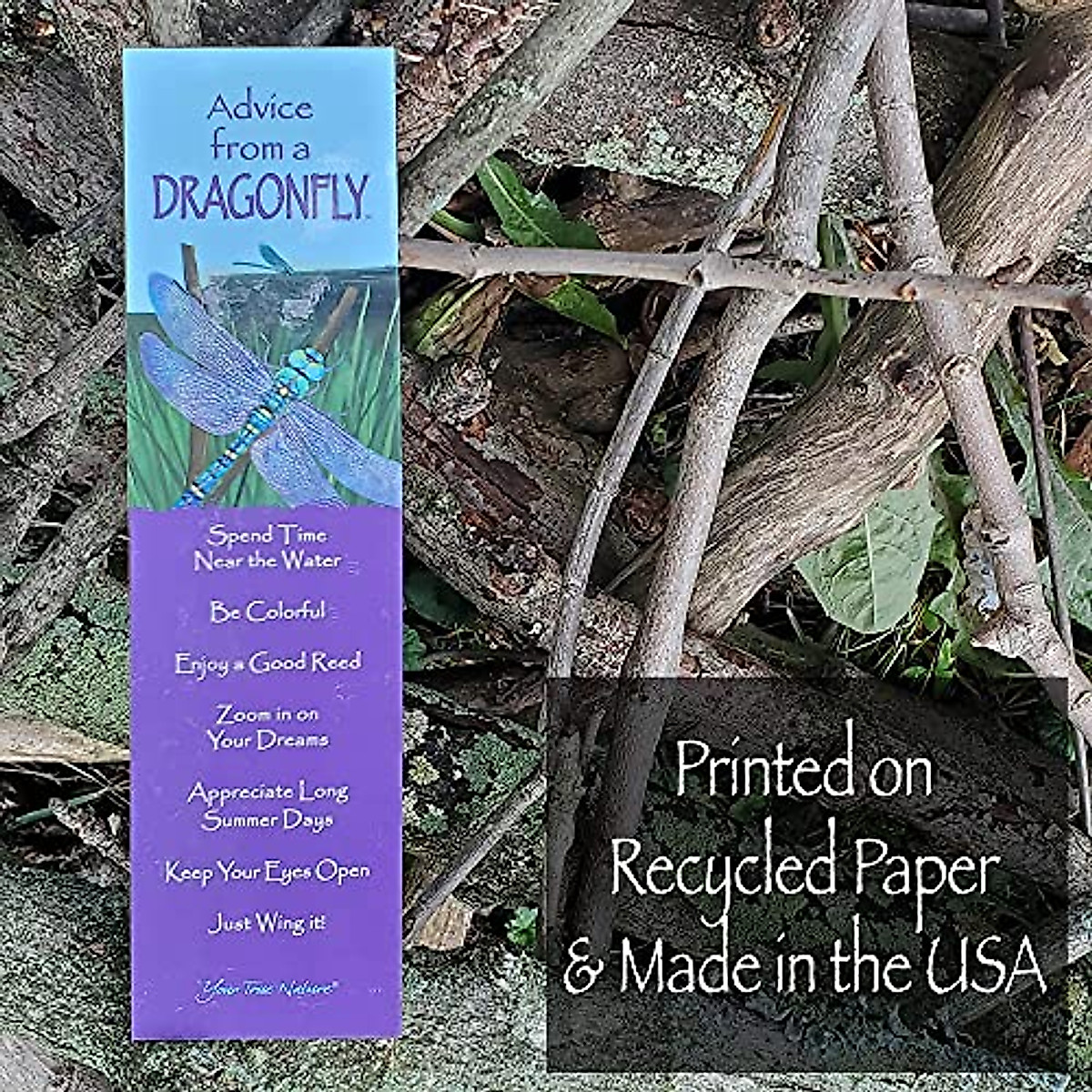 Your True Nature Advice from Nature 3 Bookmark Night Set, Laminated with Glossy Finish, Printed on Recycled Paper - Wolf, Moon, Night Sky (AMBM-Night)