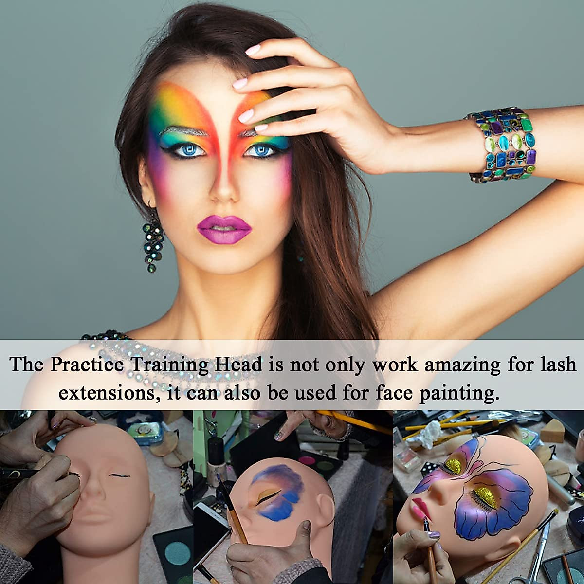 Eyelash Extension kit, Missice Professional Eyelashes Kit False Eyelashes Extension Glue Tool Practice Kit for Makeup Practice Eye Lashes Graft with Mannequin Training Head