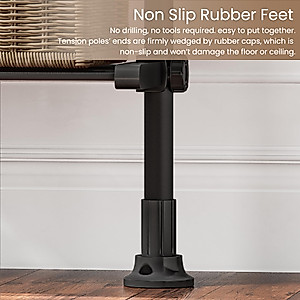 DYN Ptah 4-Tier Over Toilet Bathroom Organizer Floor to Ceiling, Over The Toilet Storage Rack with Tension Poles/Shelves/Clothes Rail, Adjustable Height, Width and Position, Metal Black