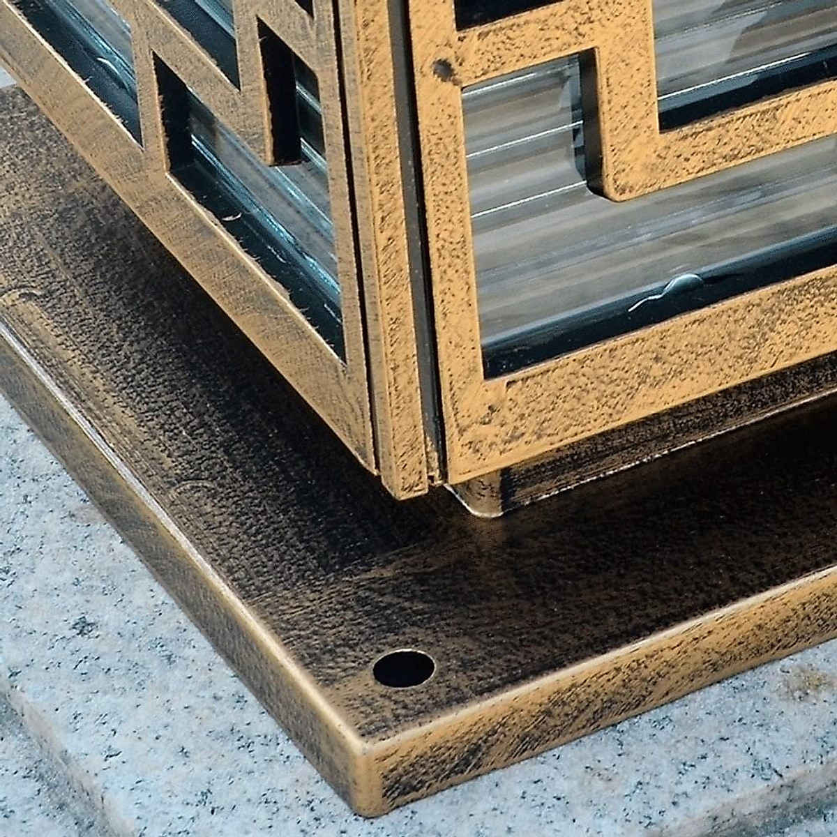 MODEBHD European E27 Column Lights Continental Victoria 1-Light Glass Lantern Bronze 25CM Column Lamp Outdoor Table Lamp Modern Simple Aluminum Waterproof Street Post Light Decoration Illumination