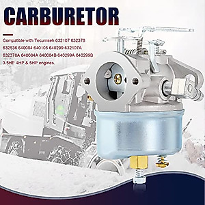 QAZAKY Adjustable Carburetor Compatible with Tecumseh 632107 632378 632536 640084 640105 640299 632107A 632378A 640084A 640084B 640299A 640299B 3.5HP 4HP 5HP HS50 LH195SP OHSK110 OHSK120 OHSK125 Carb