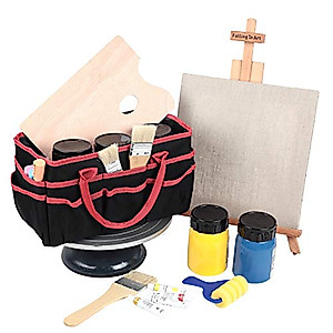 JJRING Craft and Art Organizer Tote Bag - 600D Red Nylon Fabric Art Caddy with Pockets - for Art, Craft, Sewing, Medical, and Office Supplies Storage