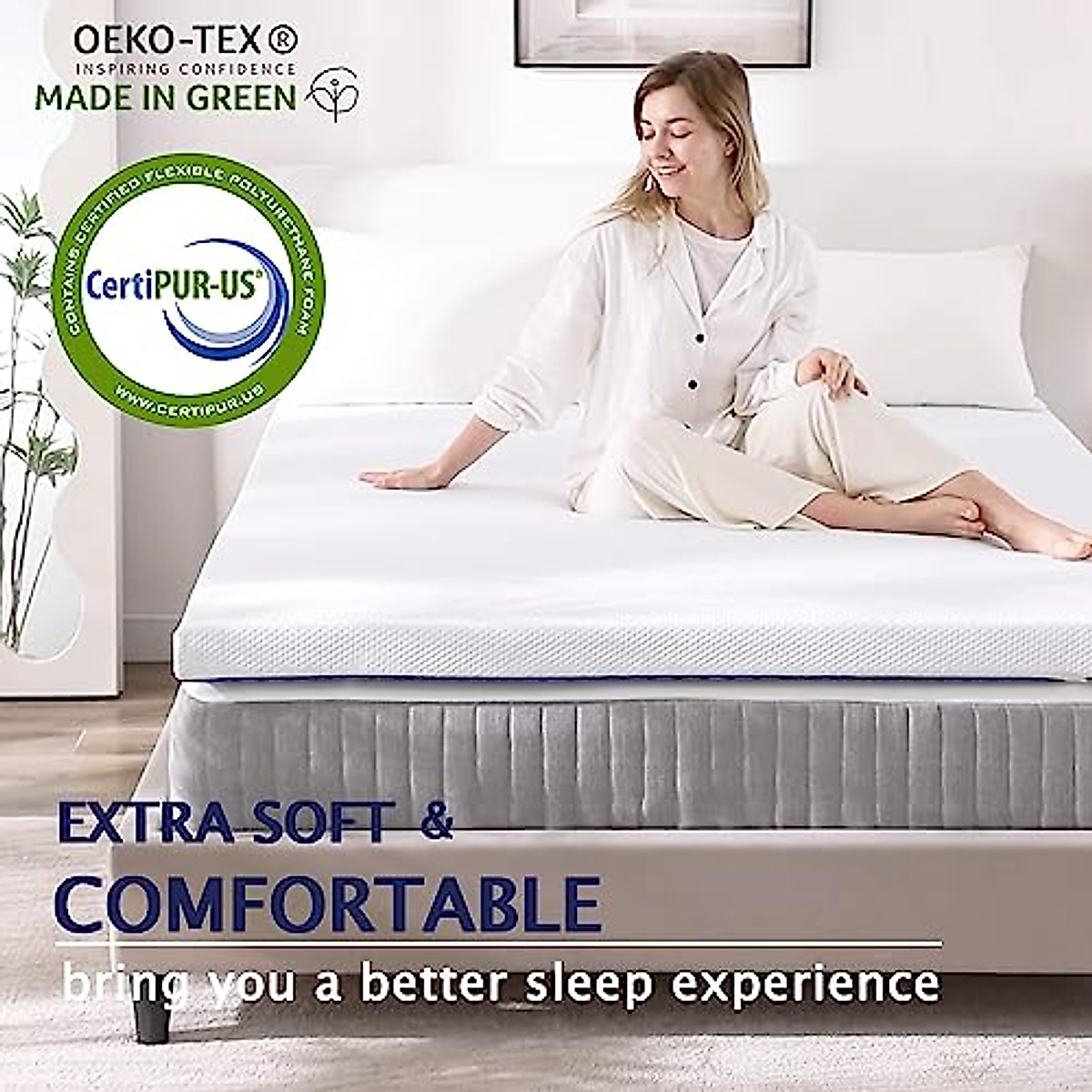 Memory Foam Mattress Topper Full Size, 3 Inch Thick Cooling Gel Topper, Foam Bed Topper with Soft Breathable Protector Cover, Top Mattress Pad CertiPUR-US Certified
