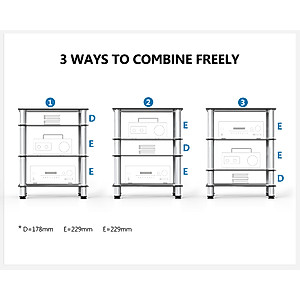 FITUEYES 4-Tier Media Stand Audio/Video Component Cabinet with Glass Shelf for/Apple Tv/Xbox One/ps4 Panda Silver Color