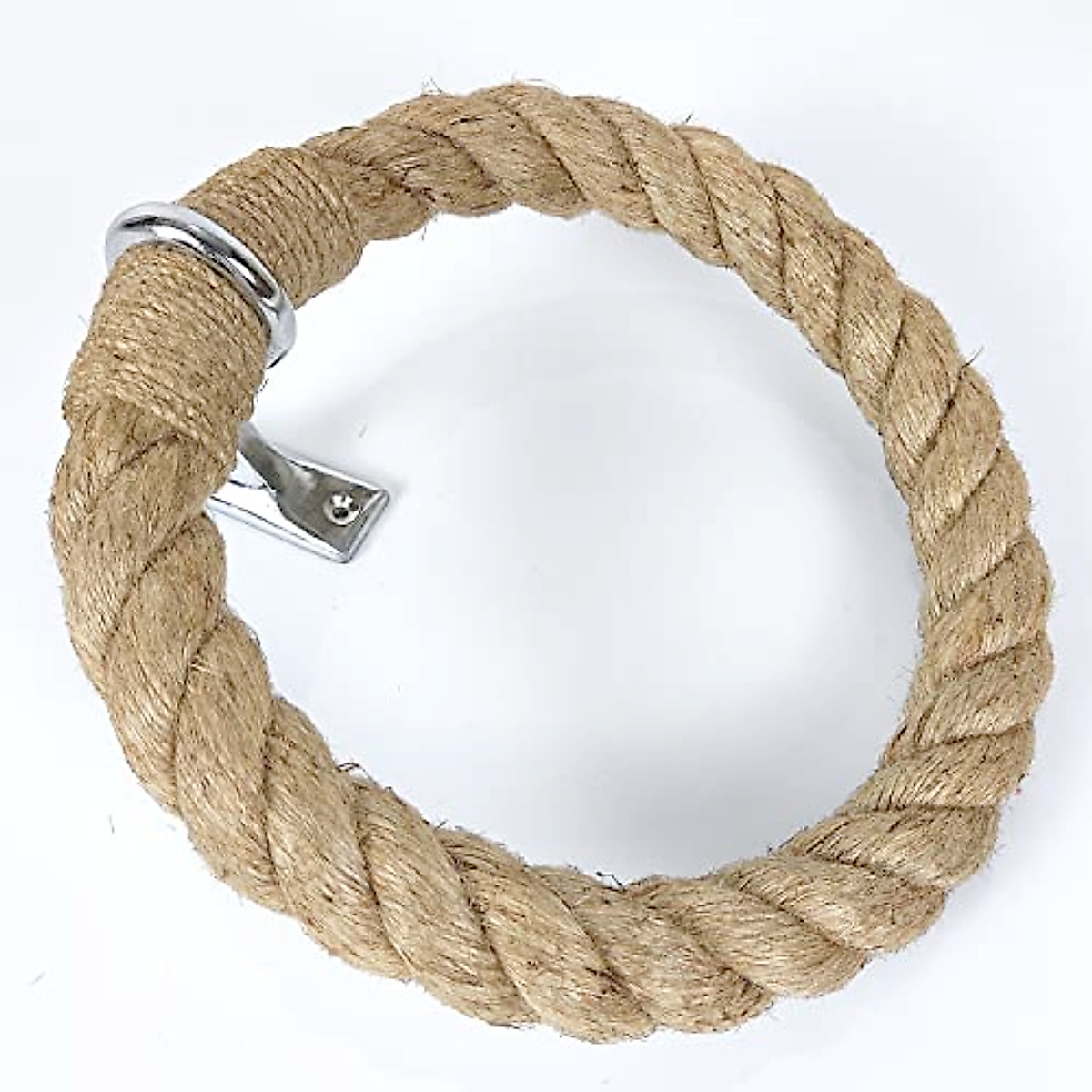 WINTTEN's Heavy Weight Classic Decorative Jute Rope Towel Holder Bathroom Hardware Accessories Towel Rack Round Wall Mounted Towel Ring Bathroom Hand Towel Holder Round Wall, Mounted 8" inches