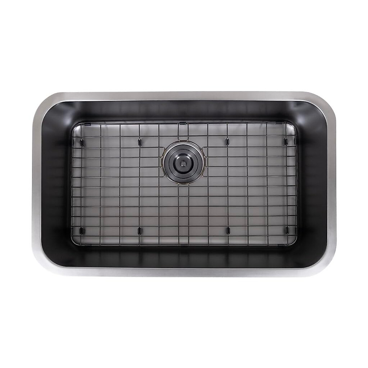 Strictly Sinks 29-3/4 Inch Undermount Kitchen Sink - 18 Gauge Single Bowl Kitchen Sink - Ideal Black Kitchen Sink with Single Strainer Drain, Bottom Grid & Roll Up Dish Drying Rack