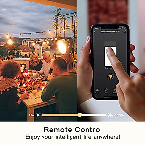 Smart Dimmer Plug 1 Pack, TREATLIFE Dual Outlets Plug-in Lamp Dimmer Switch for Dimmable LED, CFL, Halogen and Incandescent Bulbs, Lamps, String Lights, Max Power 300W, 2.4GHz WiFi Only