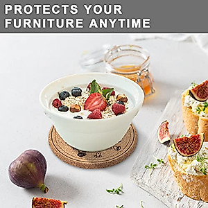 Cork Coasters for Drinks Absorbent with Holder, Drink Coasters, Cute/Funny Set of 8 Large Round Outdoor Cup Coasters for Wooden Table Protection, Coffee Trivet, Cups and Mugs - Cool Drink Coaster Gift