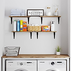 Wallniture Arras Floating Wall Bookshelves for Living Room Decor Laundry & Kitchen Organization Office Decor 17"x8" Wall Shelf Set of 4, Burnt Finish