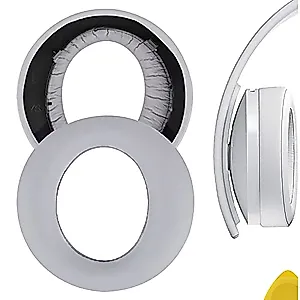 Geekria QuickFit Replacement Ear Pads for Sony PlayStation Gold Wireless New Version 2018, PS4 Gold Wireless 500 Million Limited Edition Headphones Ear Cushions, Ear Cups Cover Repair Parts (Grey)