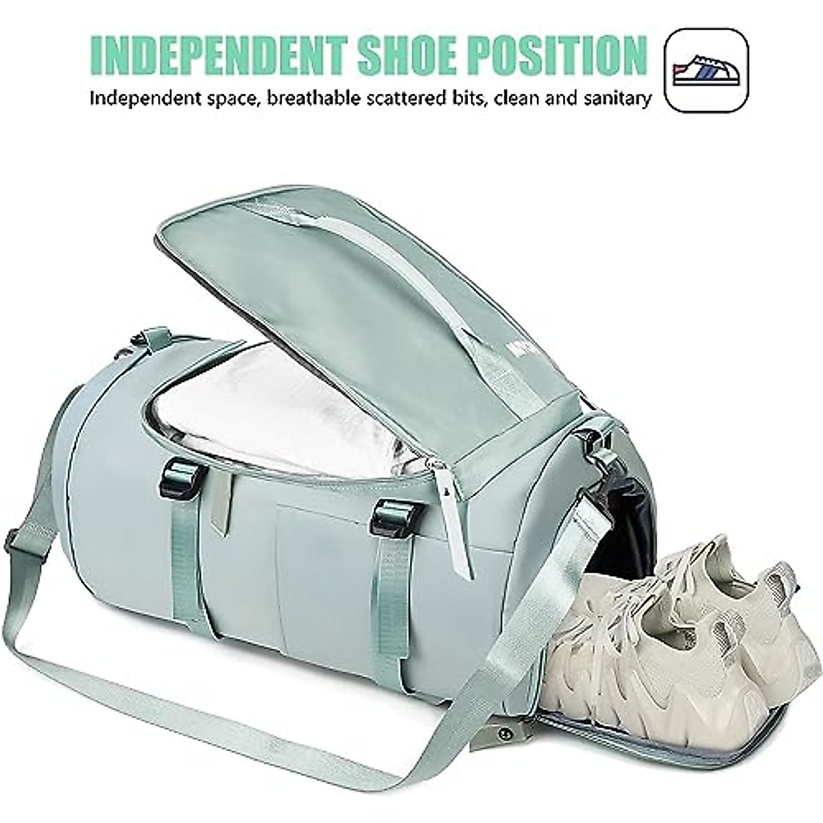 MIYCOO Gym Bag for Women and Men Sports Duffle Bag Travel Backpack Weekender Overnight Bag with Shoes Compartment Green