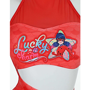 Miraculous Women's Ladybug Beach High Neck One Piece Swimsuit Bathing Suit (as1, Alpha, l, Regular, Regular, Red)