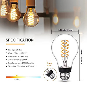 Austin Coast LED Fairy Light Bulb，G95 E26 Warm White Edison Screw Night Lights,Flash Starry Decorative Copper Wire String Lights for Bedroom Living Room Festival Christmas, Non-dimmable, 4 Pack