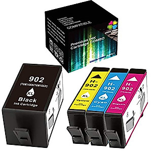 (Pack of 4) GTS (Latest Upgraded Chips) Compatible Replacement for HP 902BK 902XL Ink Cartridges 902 Black Large Volume for HP Printer Officejet 6960 6964 6966 6978 6979, (Basic Set, BCYM)