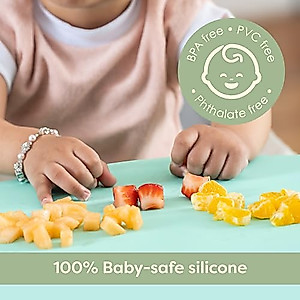 Upward Baby Food Catching Placemat for Round Table Only - Suction Silicone Placemats for Kids Babies and Toddlers - Clean Mealtimes at Home and Restaurants - Reusable Sticky Mat (Gray)