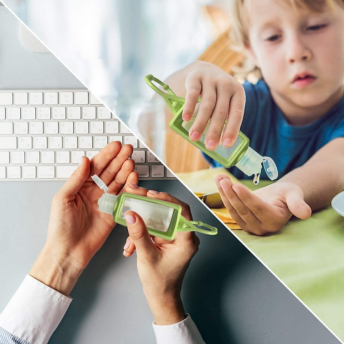 10 Pack Keychain Empty Squeeze Bottle With Holder,Travel Size 1 oz Leakproof Squeeze Bottles for kids and adult party favor (10Pack)