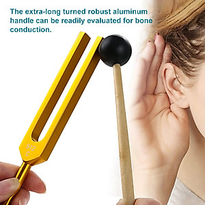 Tuning Fork Set(128Hz, 256Hz, 512Hz), Tuning Fork Instrument for Chakra with Hammer, Storage Bag and Cleaning Cloth, Gold