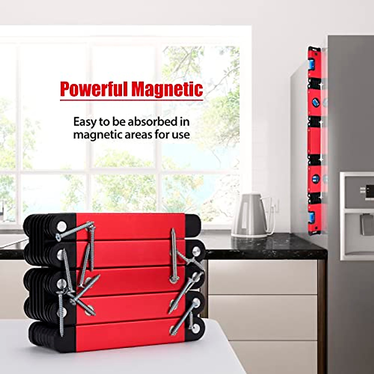 DEOYUEND Foldable Level, 28Inch Multi-Angle Measurement Woodworking Tools, with 45°/90°/180° Bubbles for Carpenters,Woodworkers,Fabricator