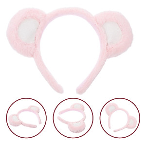minkissy Lovely Ears Headband - Pink Animal Bears Headband Cute Plush Animal Costume for Women Halloween Christmas Pink