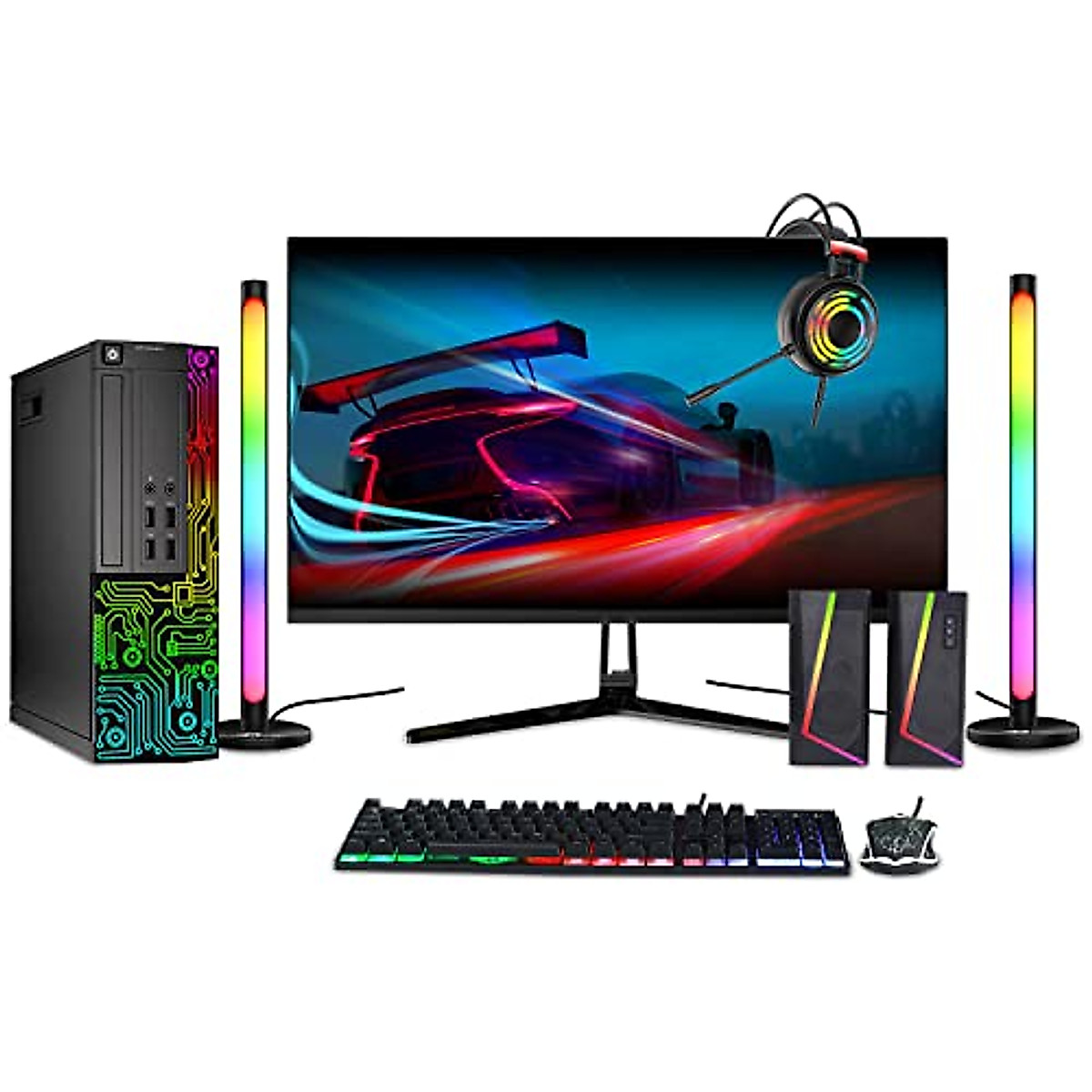 Dell OptiPlex RGB Desktop Computer PC, Intel Core i7 up to 3.8GHz, GeForce GT 1030 2G, 16G RAM, 512G SSD, 24 inch Gaming Monitor, RGB Keyboard Mouse, RGB Speakers, RGB Headset, WiFi, W10P64 (Renewed)