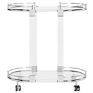 Safavieh Home Collection Lennon Acrylic Trolley Bar Cart, Clear/Silver