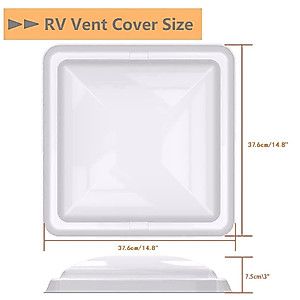 LQKUMJG 14" Universal RV Roof Vent Cover Waterproof Vent Lid Replacement for Camper Trailer Motorhome (White 1 Pack)