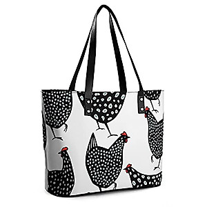 Womens Handbag Chickens Pattern Leather Tote Bag Top Handle Satchel Bags For Lady