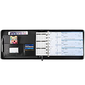 Inkline 7 Ring Check Binder Portfolio -Professional PU Leather Binder with Zippered Closure -500 Check Capacity -9x13 Inch Sheets -Document & Card Organizer - Large Tablet Pocket - Black (80013)