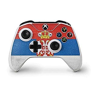 Skinit Decal Gaming Skin Compatible with Xbox One S Controller - Originally Designed Serbia Flag Distressed Design