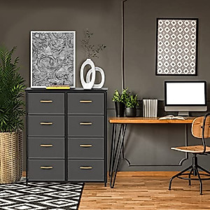 Simple Houseware 8 Drawer Wide Dresser Tall Storage Tower, Dark Grey
