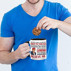 Viberty 50th Birthday Gifts For Men Women, 1974 Birthday Gifts Ideas, 50th Birthday Mugs Funny, 50 Year Old Birthday Gifts For Mom, Dad, Friend, Coworker, Him, Family, 50th Ceramic Mug 11oz