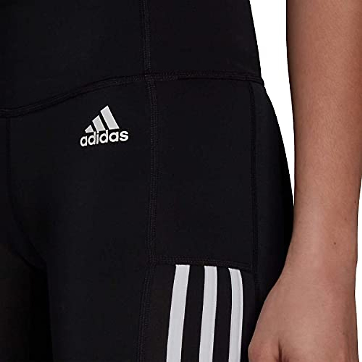 adidas Women's 3-Stripe High Waist Bike Shorts, Black/White X-Large