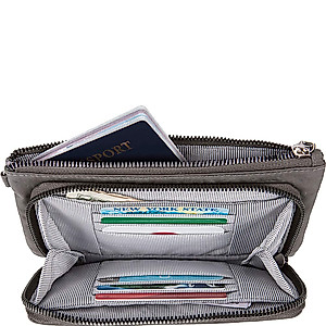 Travelon RFID Blocking Phone Clutch Wallet, Smoke, 8.25 x 4.5 x 1