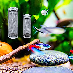 AUEAR, 2 Pack Stainless Steel Mesh Inflow Aquarium Filter Guard Intake Cover for Shrimp and Fish