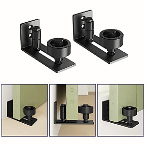 SMARTSTANDARD Adjustable Floor Guide for All Sliding Barn Door - 8 Setup Options for DIYers - Flush Design Bottom Flat Stay Roller (Set of 2)