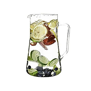 Simax Large Glass Pitcher With Spout: 2.5 Qt Glass Pitchers With Handle - Borosilicate Glass Sangria Pitcher - Big Water Pitcher Glass - Angled Cylinder Design Sangria Pitchers -80 Oz Cocktail Pitcher