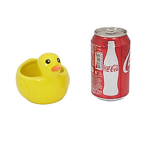 Gemseek Cute Duck Succulent Planter Pot with Drainage Tray, Yellow Ceramic Cactus/Flower Container, Animal Bonsai Holder for Indoor Plants