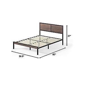 ZINUS Mory Metal Platform Bed Frame with Split Headboard / Wood Slat Support / No Box Spring Needed / Easy Assembly, Queen