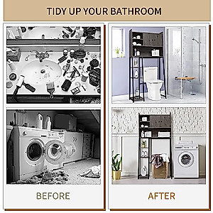 FLYZC Over The Toilet Storage Cabinet, Over Toilet Bathroom Organizer with Toilet Paper Holder Stand, Bathroom Storage Cabinet Over Toilet, Over Toilet Storage Shelf Rack for Bathroom Storage